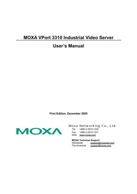 MOXA VPort 3310 Industrial Video Server User's Manual