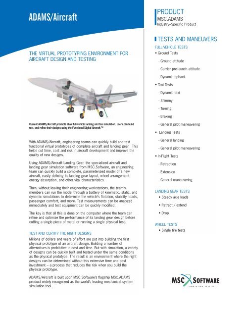 ADAMS/Aircraft - MSC Software