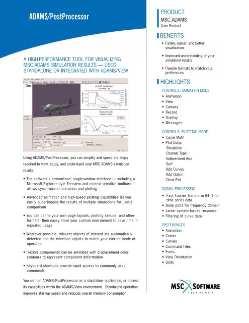 ADAMS/PostProcessor - MSC Software