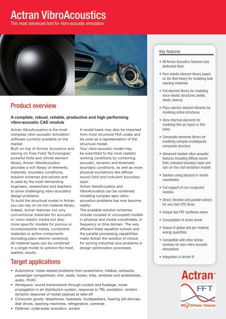 Actran VibroAcoustics - MSC Software
