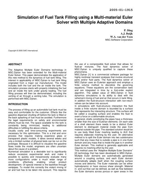 Simulation of Fuel Tank Filling using a Multi ... - MSC Software