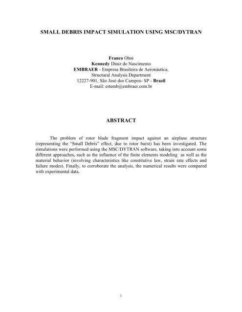small debris impact simulation using msc/dytran - MSC Software
