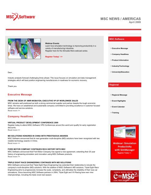 MSC NEWS / AMERICAS - MSC Software