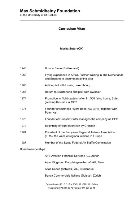 CV - Max Schmidheiny-Stiftung