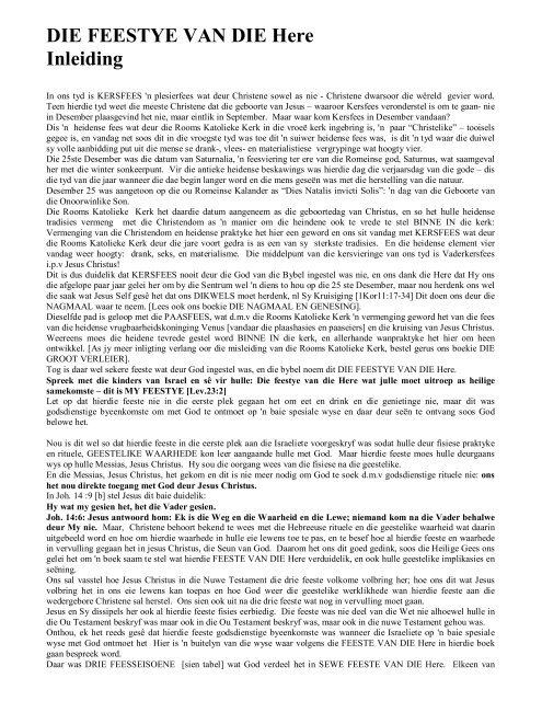 DIE FEESTYE VAN DIE Here Inleiding - Stanger Christian Centre