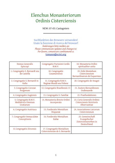 Elenchus Monasteriorum Ordinis Cisterciensis - OCist