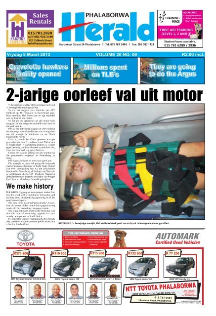 2-jarige oorleef val uit motor - Letaba Herald