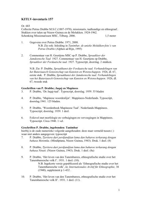 KITLV-inventaris 157