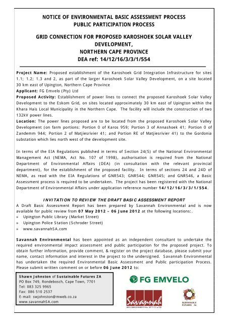 notice of environmental basic assessment process public ...