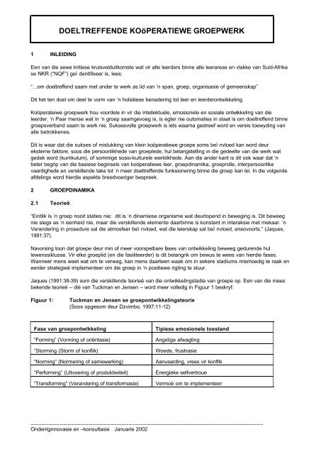 DOELTREFFENDE KOöPERATIEWE GROEPWERK