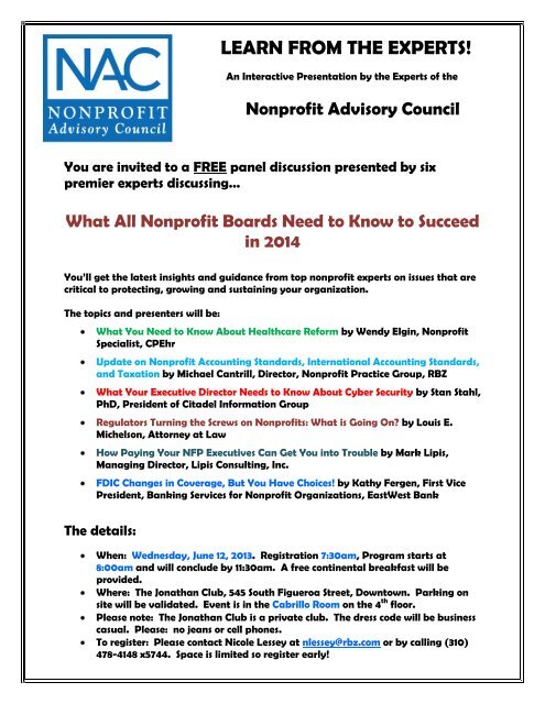 LEARN FROM THE EXPERTS!