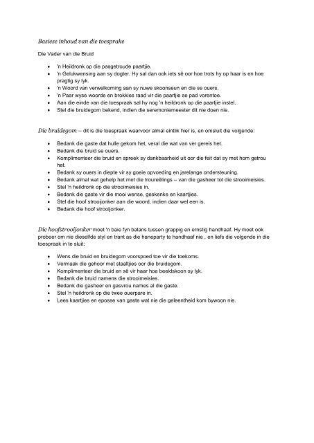 Basiese inhoud van die to