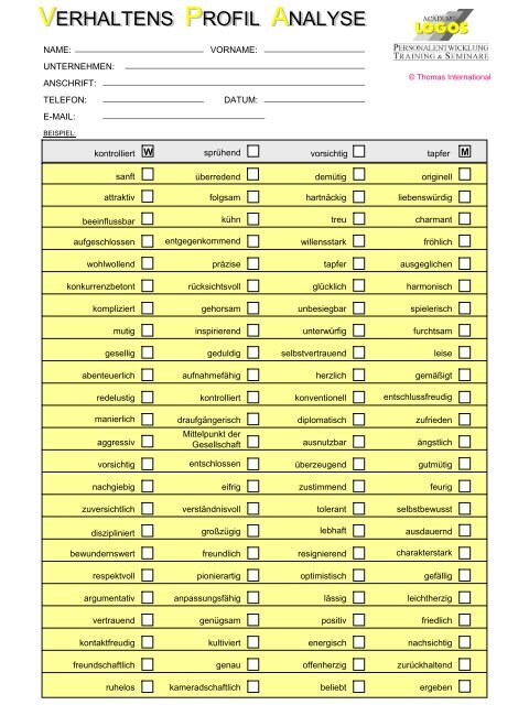 VERHALTENS-PROFIL-ANALYSE (VPA) - ACADEMIE LOGOS GmbH