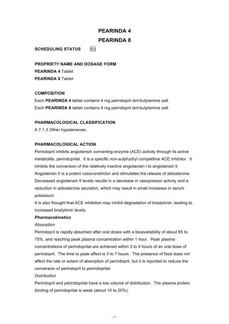 PEARINDA 4 PEARINDA 8 - Pharma Dynamics