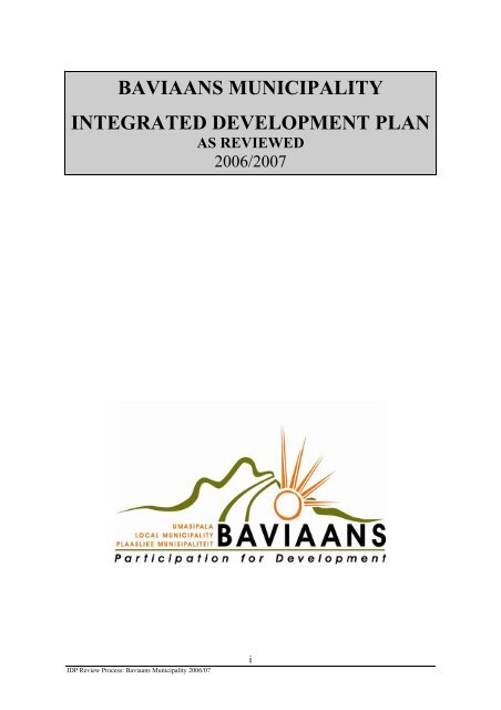 baviaans municipality integrated development plan as reviewed