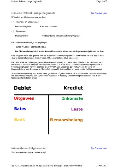 Basiese Rekenkundige beginsels Inkomste- en ... - LPF Systems CC