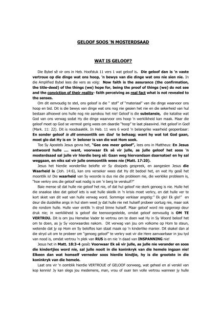 Geloof Soos n Mosterdsaad - Stanger Christian Centre