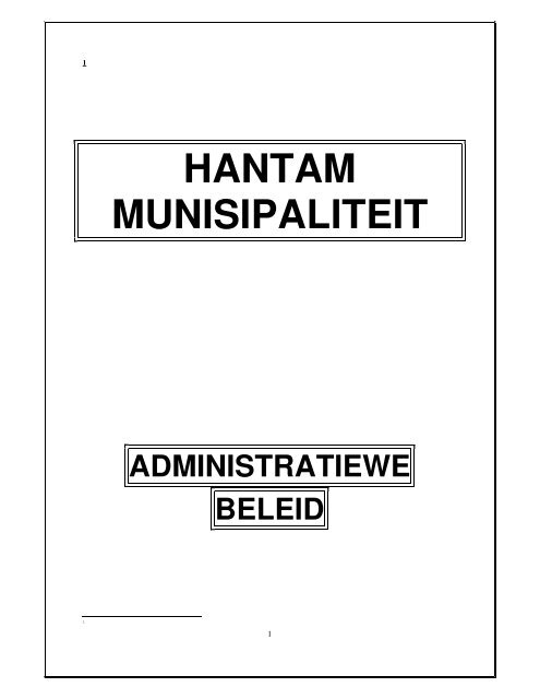 HANTAM MUNISIPALITEIT - Hantam Municipality