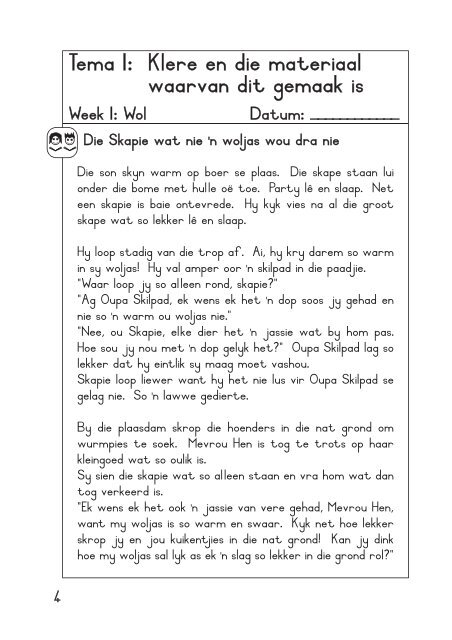 Tema 1: Klere en die materiaal waarvan dit gemaak is