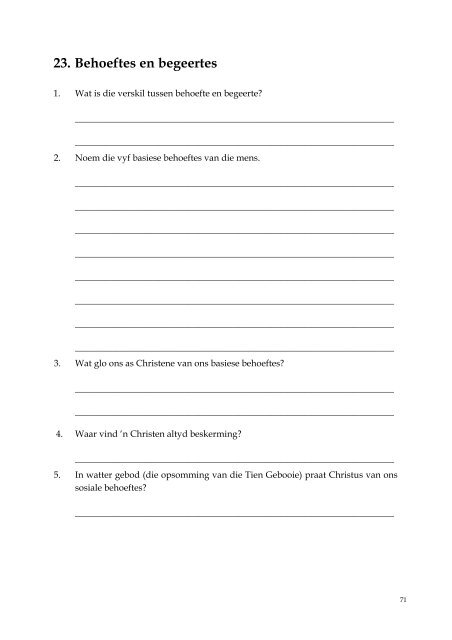 23. Behoeftes en begeertes