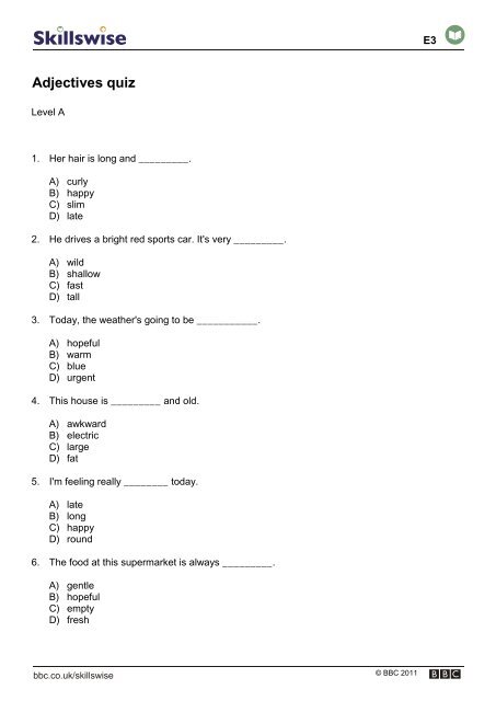 Adjectives quiz - BBC
