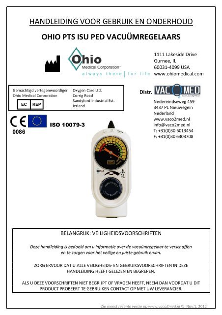 Ohio PTS ISU PED vacuum handleiding - VacO2med