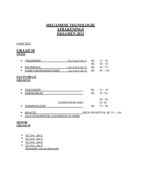 MEGANIESE TEGNOLOGIE AFBAKENINGS EKSAMEN 2012 ... MEGANIESE TEGNOLOGIE AFBAKENINGS EKSAMEN 2012 ...