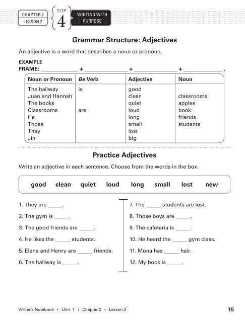 Grammar Structure: Adjectives Practice Adjectives - Holt McDougal