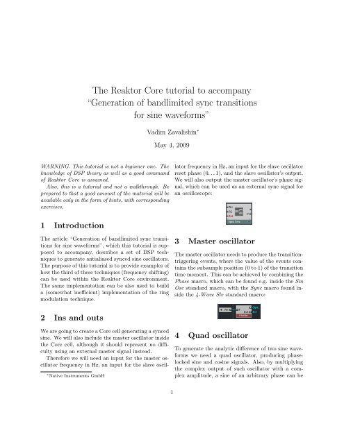 Reaktor Core Tutorial - Native Instruments