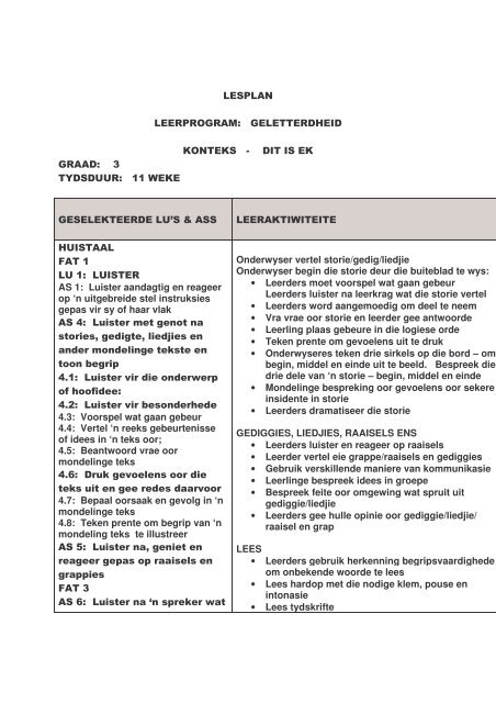 gediggies, liedjies, raaisels ens - Eccurriculum.co.za