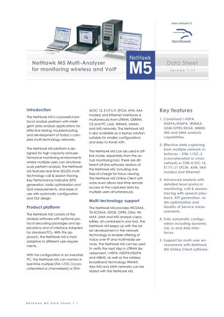 Key features NetHawk M5 Multi-Analyser for monitoring wireless ...