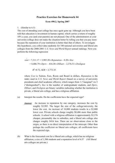 Practice Exercises for Homework #4