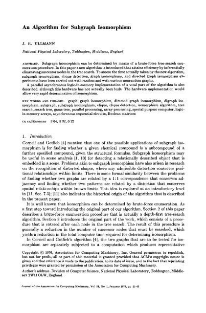 An Algorithm For Subgraph Isomorphism