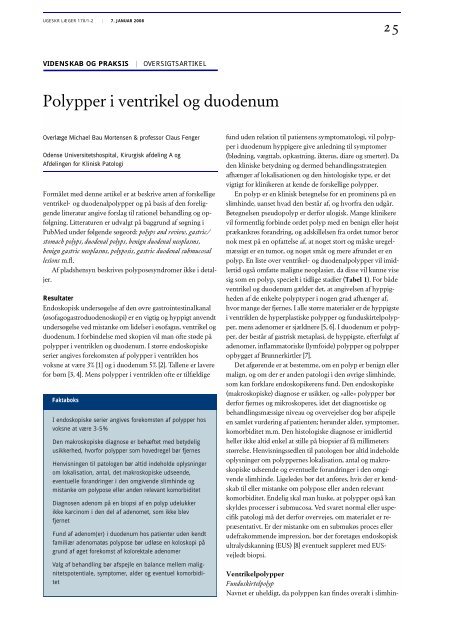 Polypper i ventrikel og duodenum - Ugeskrift for Læger