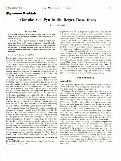 Oorsake van Pyn In die Regter-Fossa lliaca - SAMJ Archive Browser