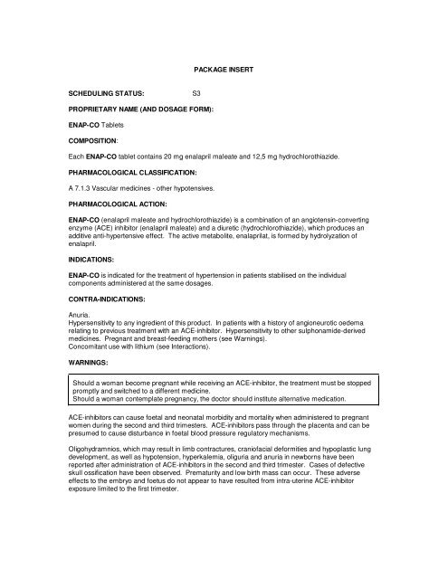 ENAP-CO Tablets COMPOSITION - Pharma Dynamics