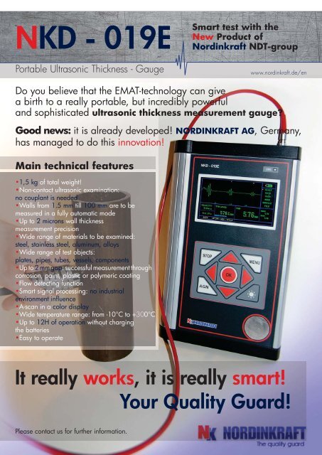 It really works, it is really smart! Your Quality Guard! - Nordinkraft AG