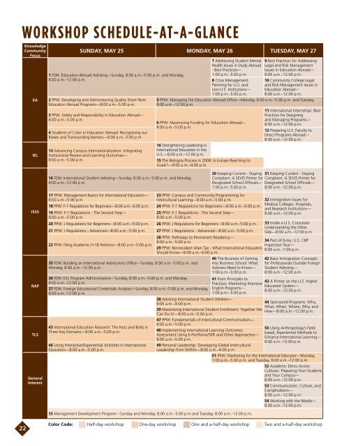 WORKShOP SchedUle-AT-A-glANce - NAFSA