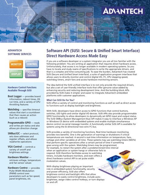 Software API (SUSI: Secure & Unified Smart Interface) - Advantech