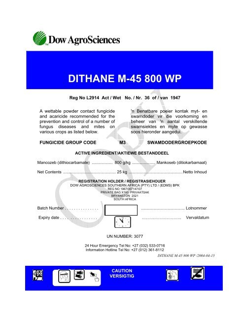 DITHANE M-45 800 WP - Wenkem