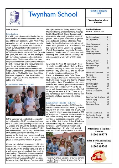 October 2010 Snippets - Twynham School