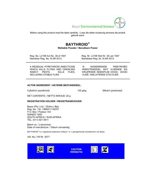 BAYTHROID - Bayer Home - South Africa