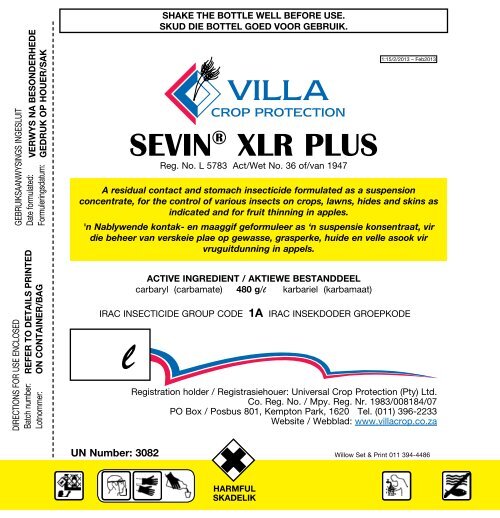 sevin® xlr plus - Villa Crop Protection