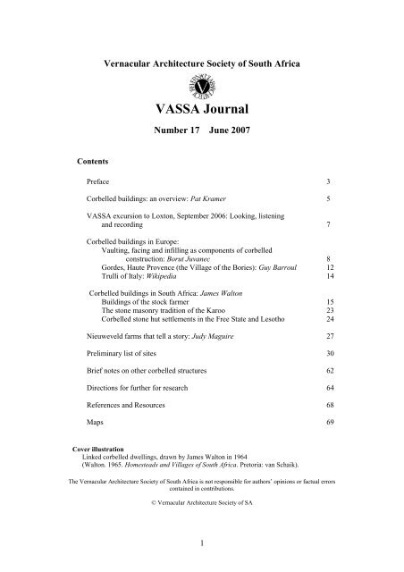 Vernacular Architecture Society of South Africa - VASSA