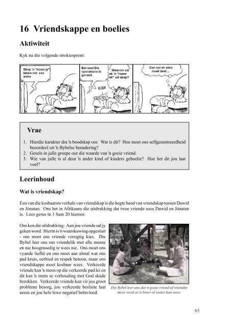 16 Vriendskappe en boelies Aktiwiteit