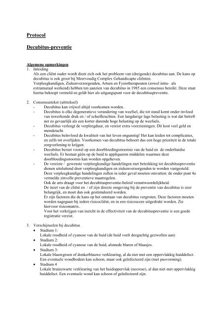 Protocol Decubitus-preventie - Medisch-Verpleegkundige Protocollen
