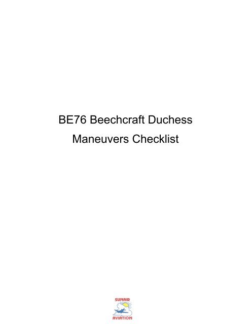 BE76 Beechcraft Duchess Maneuvers Checklist - SunAir Aviation, Inc.