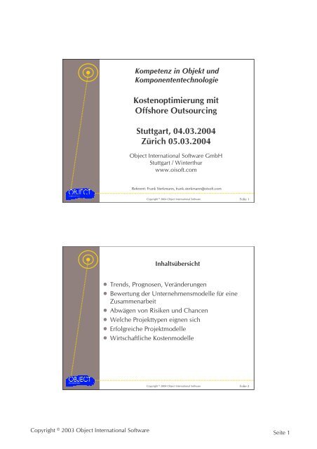 Offshore-Präsentation - OBJECT International Software