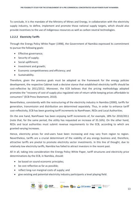 12 PRE-FEASIBILITY STUDY