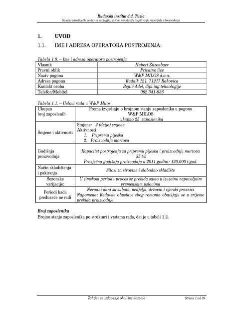 Zahtjev za izdavanje okolišne dozvole